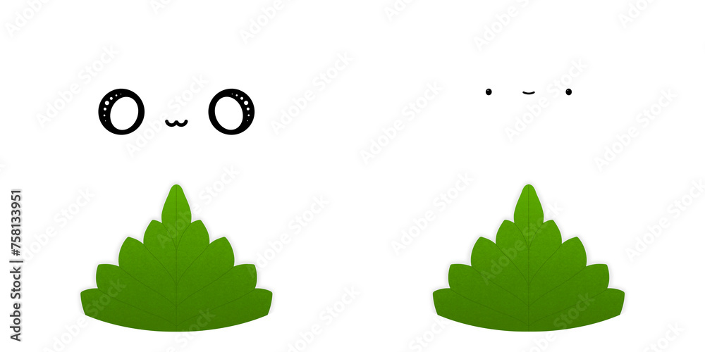 Cute Onigiri With Oba Leaf Cartoon illustration Rice Ball Cartoon ...