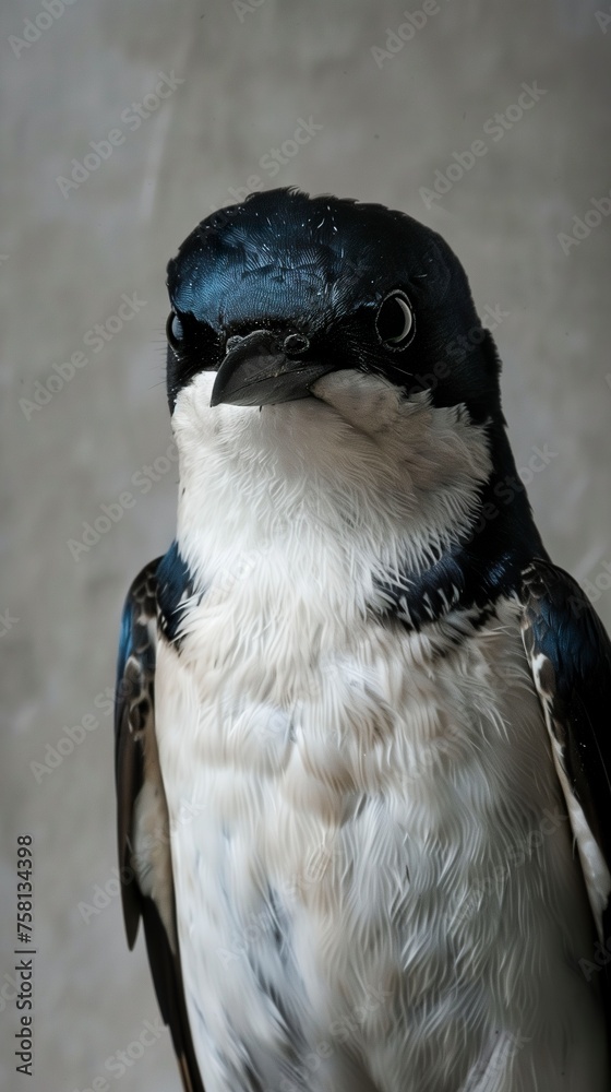 A bird known as the western house martin with agile flight and black ...