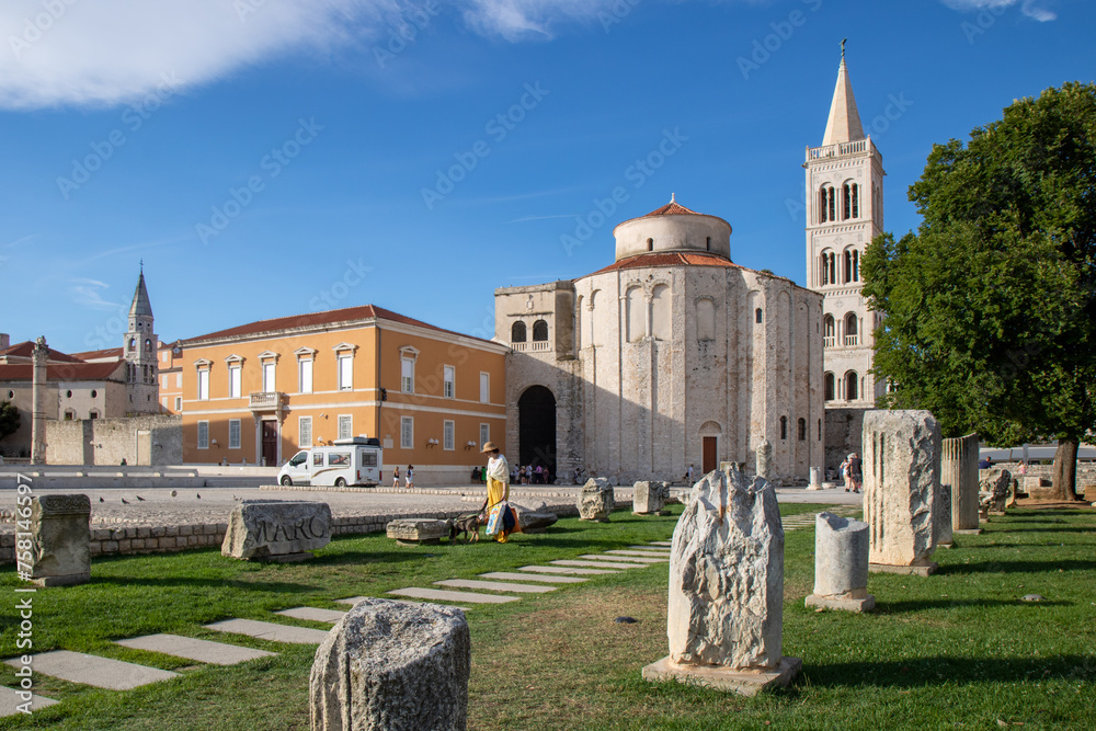 Roman forum of the beautiful Croatian city of Zadar, Benedictine ...
