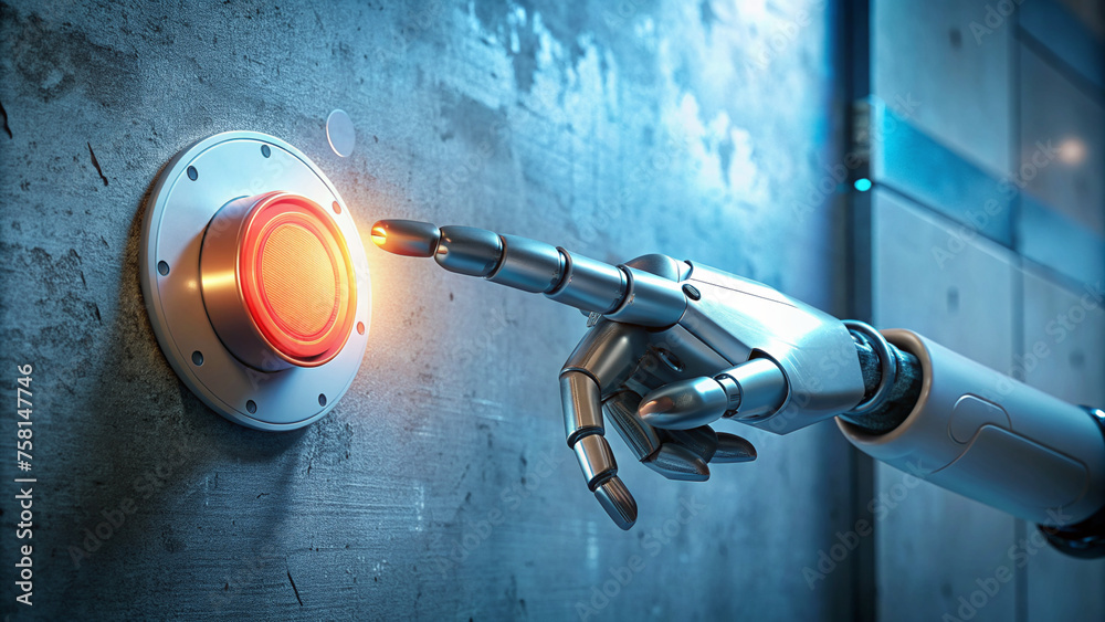 Futuristic Robotic Arm Interacting with Secure Access Control Panel ... Futuristic Robotic Arm Interacting with Secure Access Control Panel ...