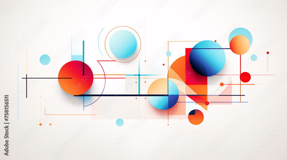 A colorful abstract design with many different shapes and sizes of ...