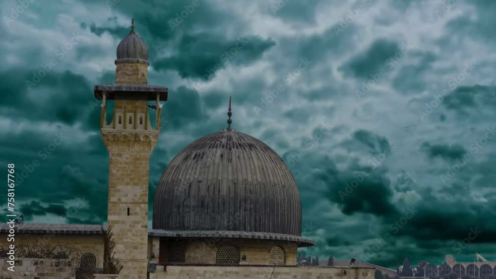 Masjid Al Aqsa or Al Aqsa Mosque Moving Dark Clouds Time Lapse Stock ...