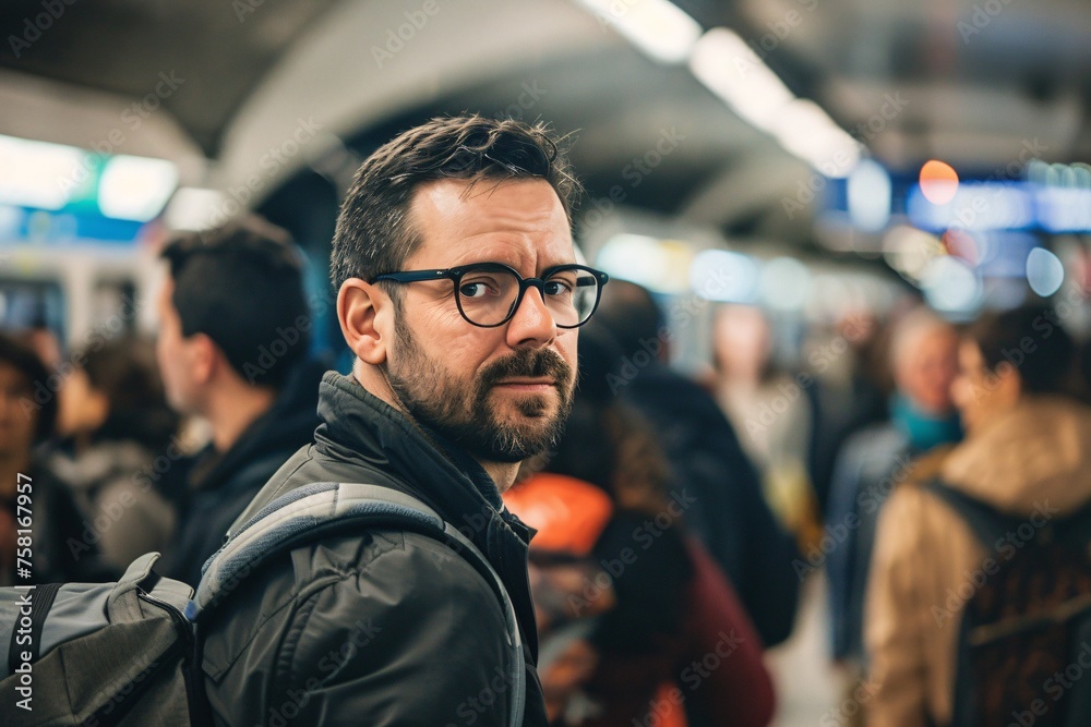 An adult man with a determined look, navigating his way through the ...