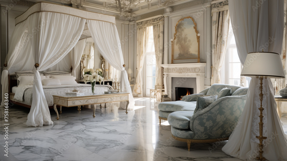 A sumptuous sanctuary bathed in soft hues of ivory and champagne ...