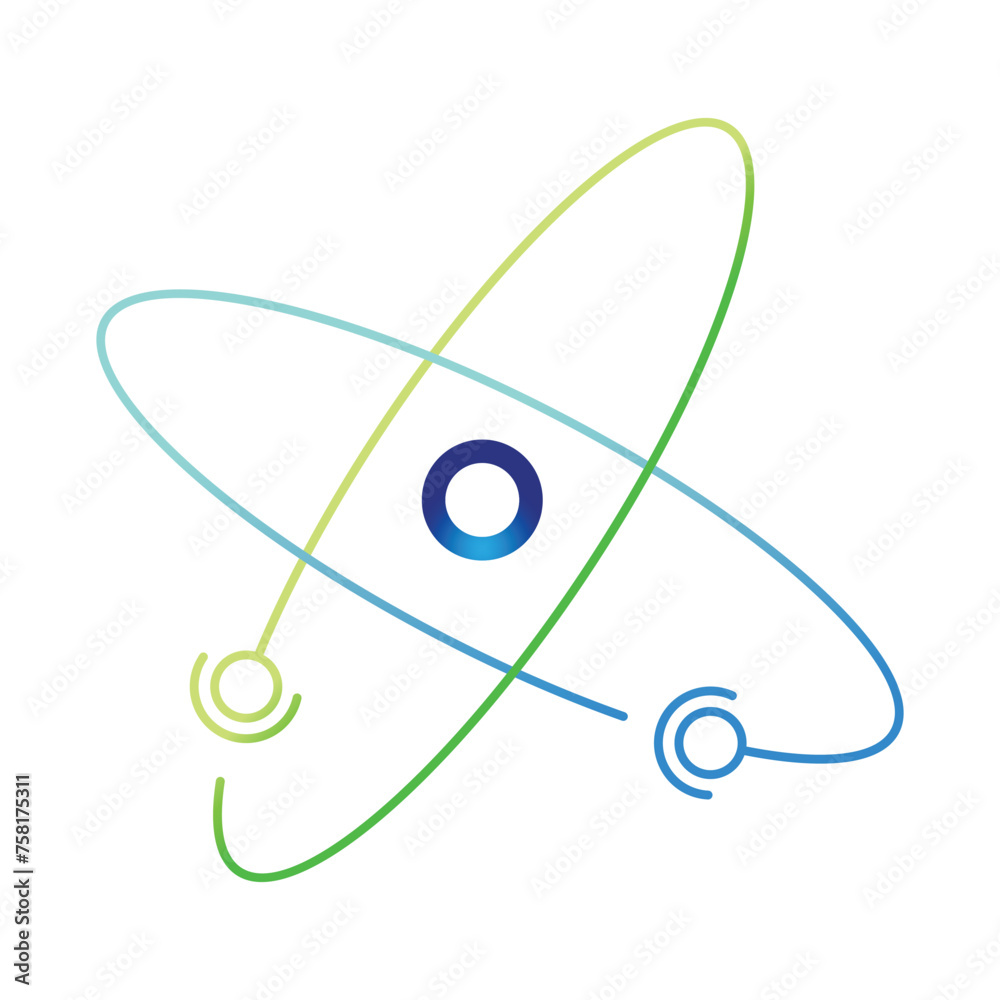 Atom symbols of nuclear energy icon. Scientific research and molecular ...