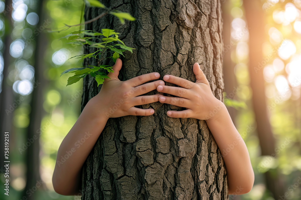 Concept of people love nature and protect deforestation pollution ...