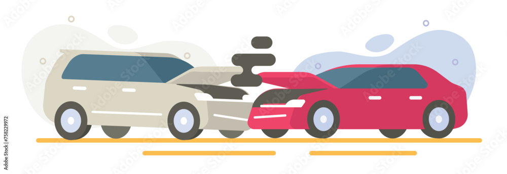 Cars crash illustration vector, two vehicles wreck accident collision ...