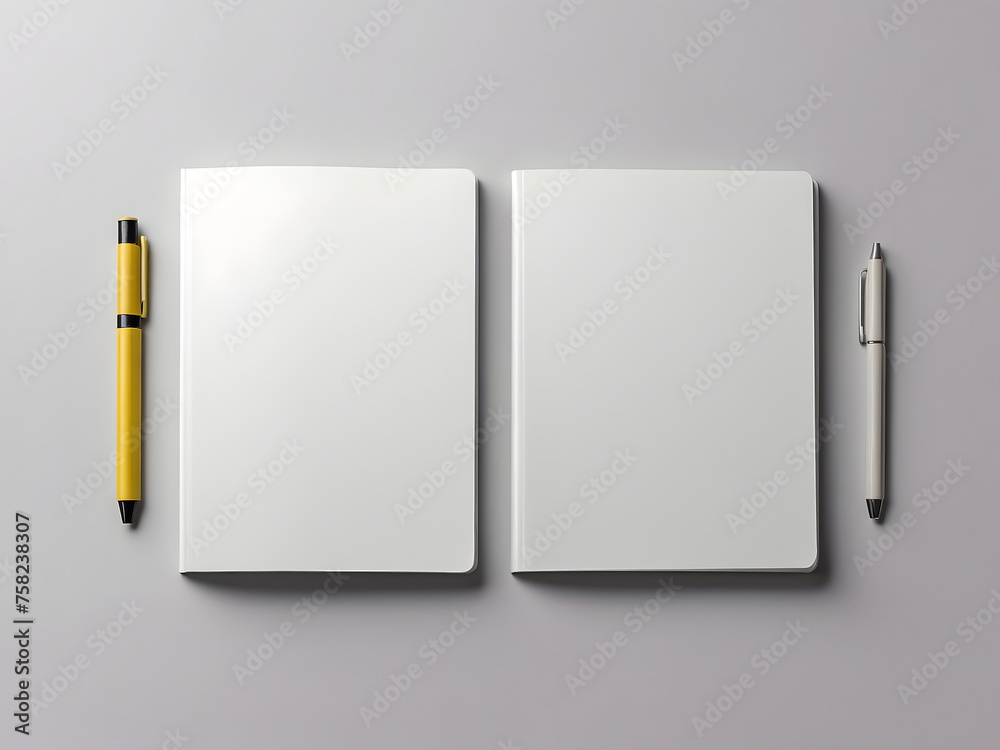 Blank photorealistic notebook mockup on light grey background, front ...