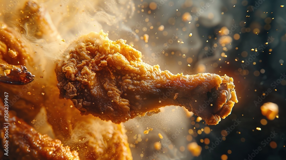 Cinematic advertising photos, close-up shots, backlights, fried chicken ...