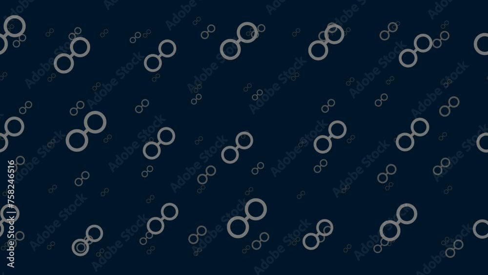 Astrological opposition symbols float horizontally from left to right. Parallax fly effect ...