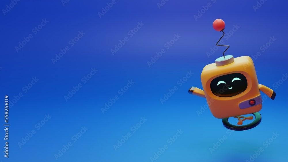 Yellow Chatbot with headphones blue background, social media chatbot ...