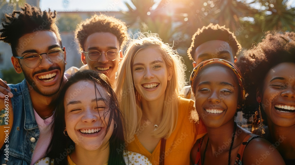 smiling people of different nationalities and different skin colors ...