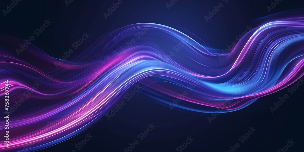 Energetic see-through gradient flow. Purple fluorescent wave. Azure ...