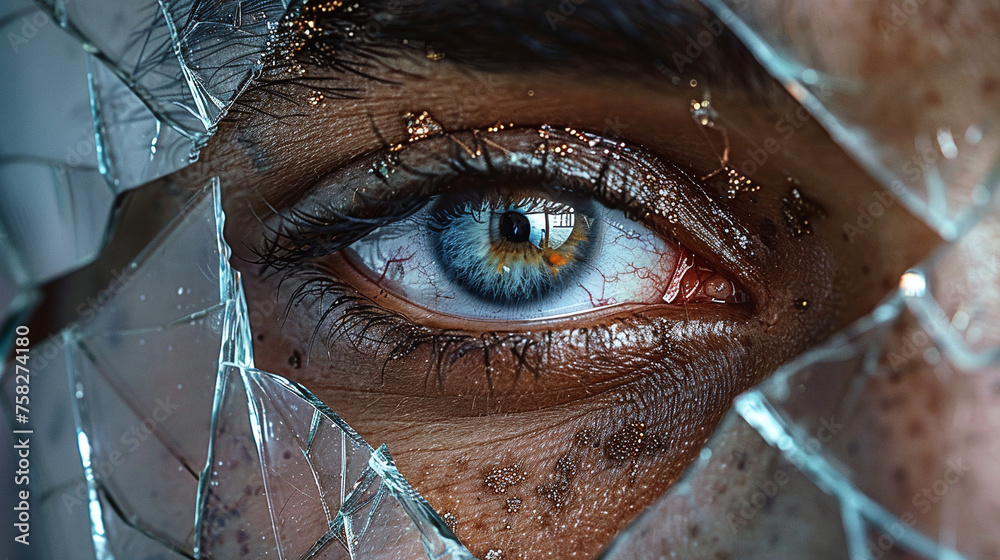 eye in the window, dramatic view, concept of resilience, suffer Stock ...