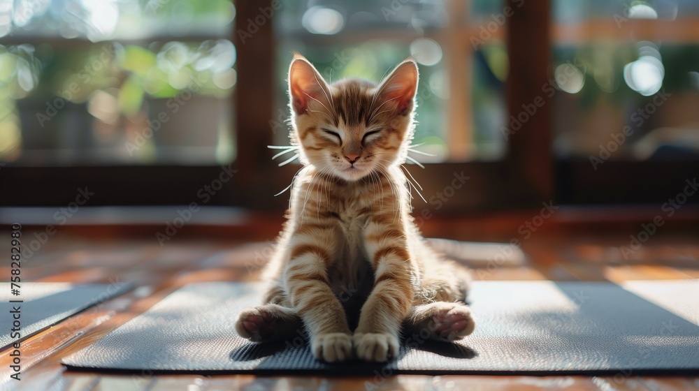 Cutest cat in the world on yoga poses, it is so cute, hyperrealism ...