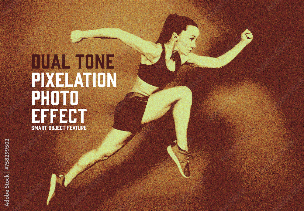 Dual Tone Pixelation Photo Effect Stock Template | Adobe Stock