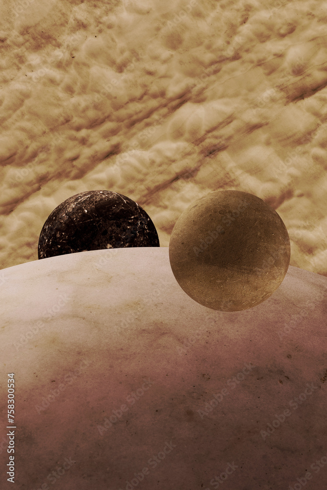 Gravity: illustrations of planets realized with matching textures Stock Illustration | Adobe Stock