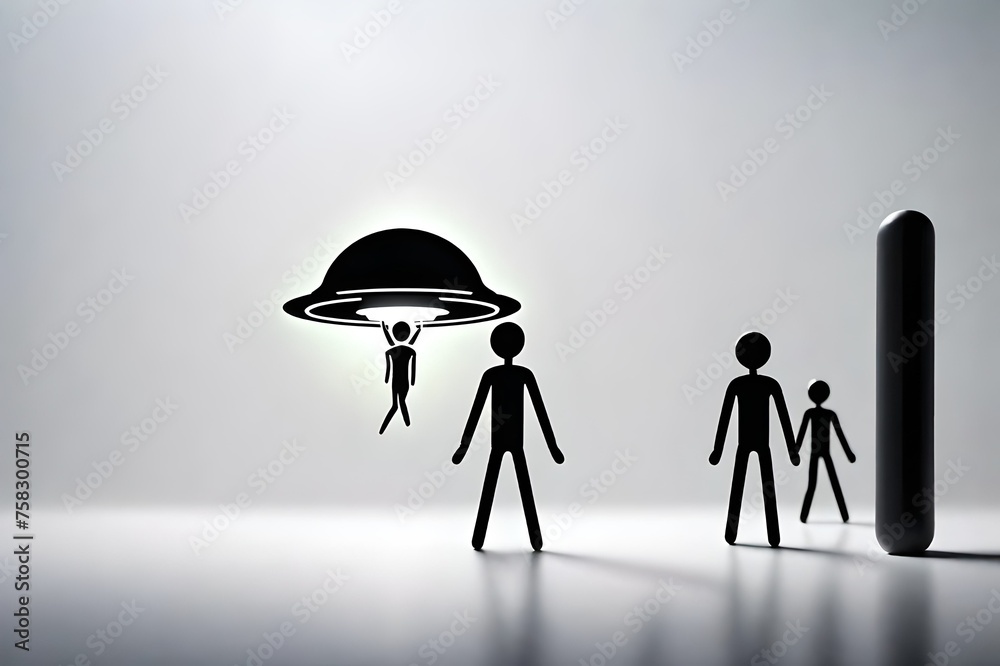 A UFO emits a stick figure with the label "Alien Abduction in progress ...