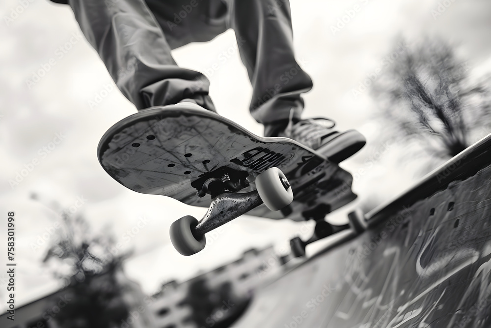 a skateboarder's feet flicking and flipping the skateboard as they ...