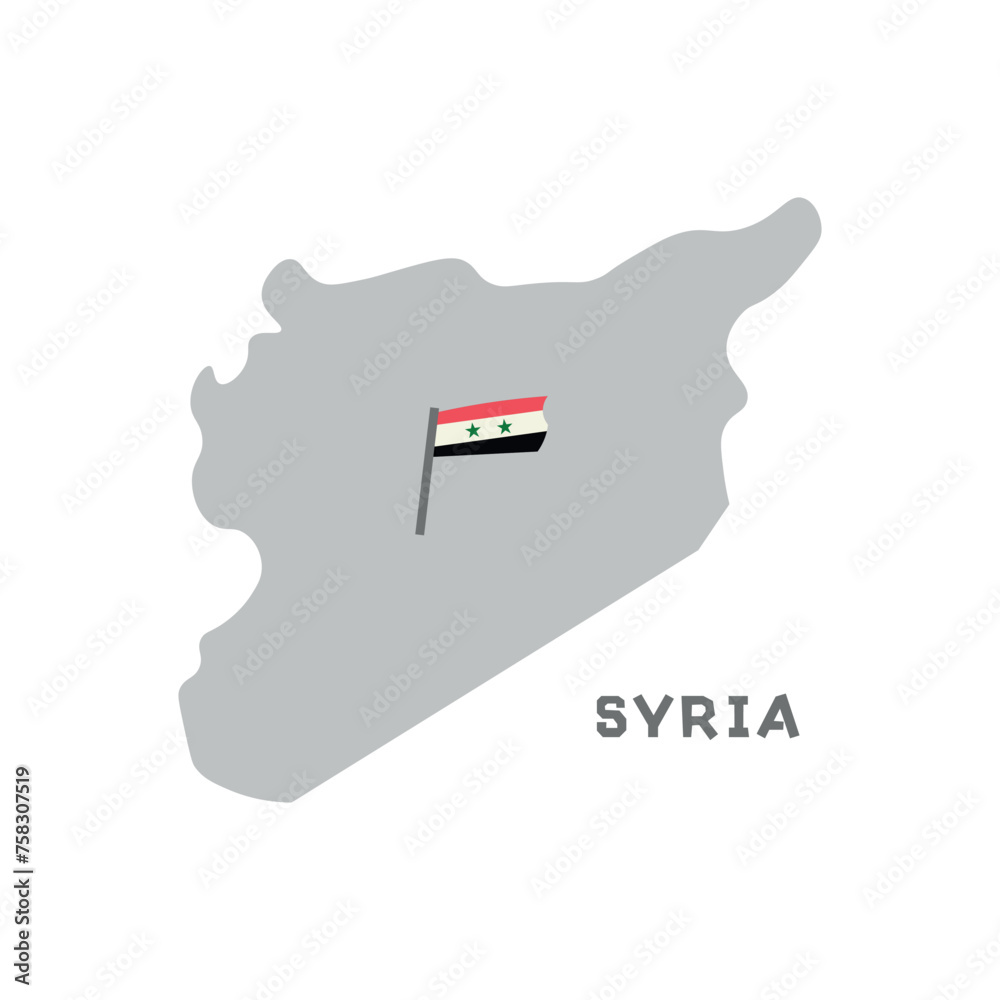 Syria vector map with the flag inside. Map of the Syria with the ...