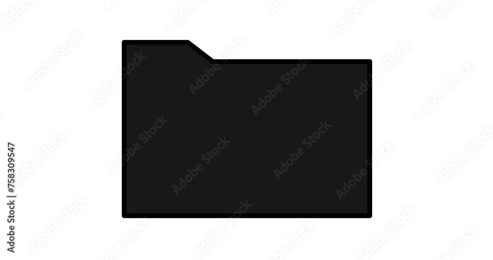 Folder icon simple animation. Storage concept. Black folder icon on ...