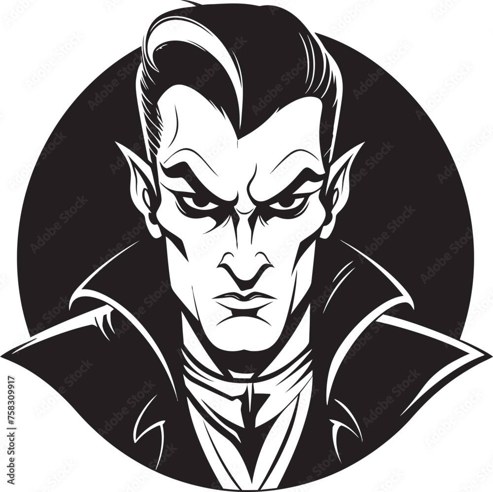 Vetor de Shadowy Vampire Monogram: Veiled Black Symbol Menacing Vampire ...