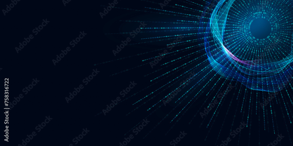 Digital innovation, technology, big data. Abstract binary shape with ...