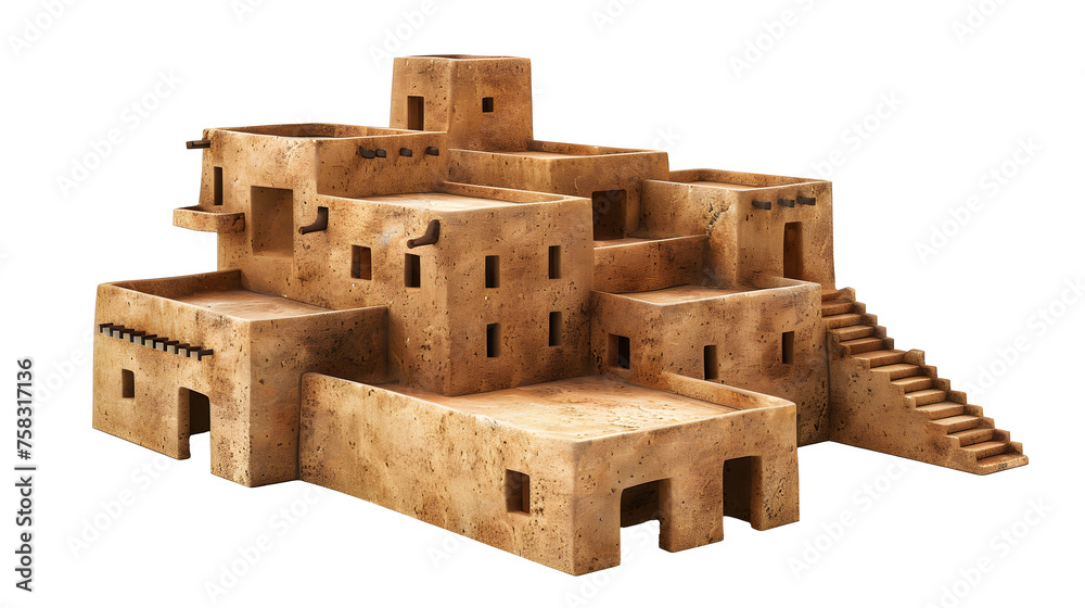 Pueblo-style adobe house, reflecting the traditional architecture of ...