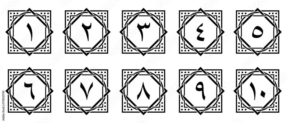 Arabic numerals with premium border decoration. illustration vector ...