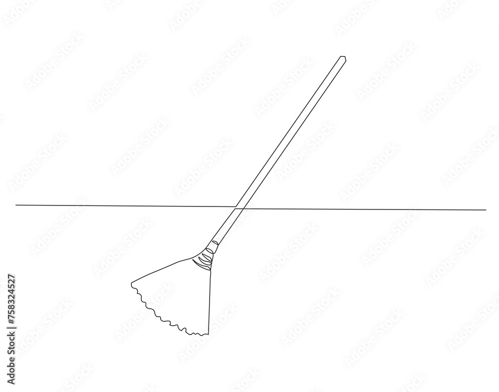 Continuous Line Drawing Of Broom. One Line Of Broom. Broom Cleaner ...
