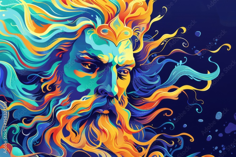 Poseidon god of the ocean depicted in a myth-inspired Greek deity ...