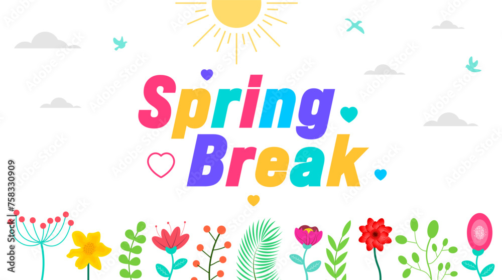 April is Spring Break background template. Holiday concept. use to ...