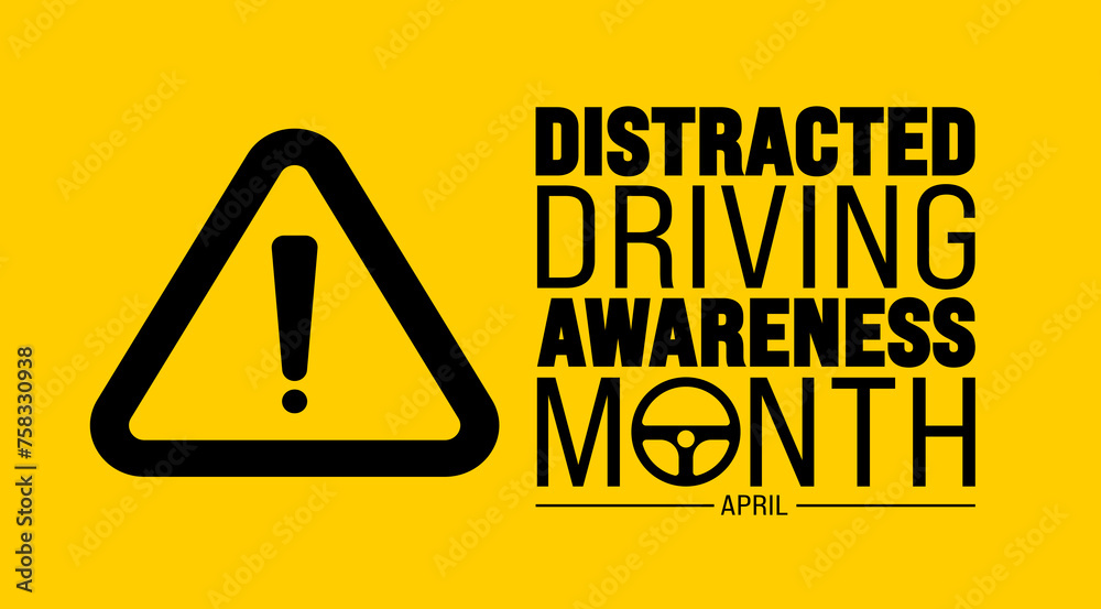April is Distracted Driving Awareness Month background template ...