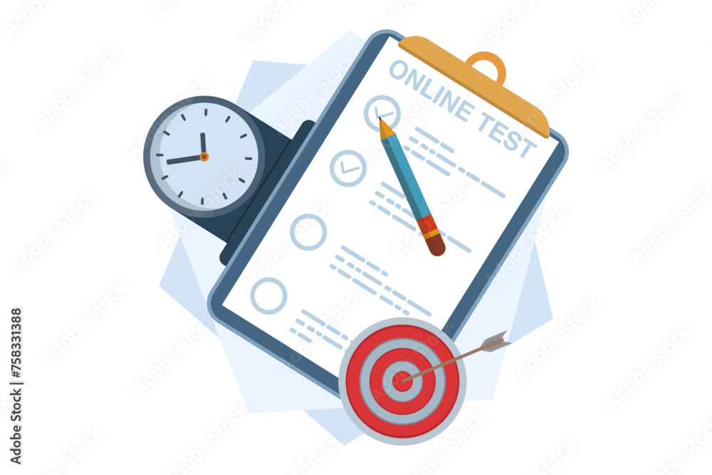 Concept of online testing and checking answers, examination, test, quiz ...