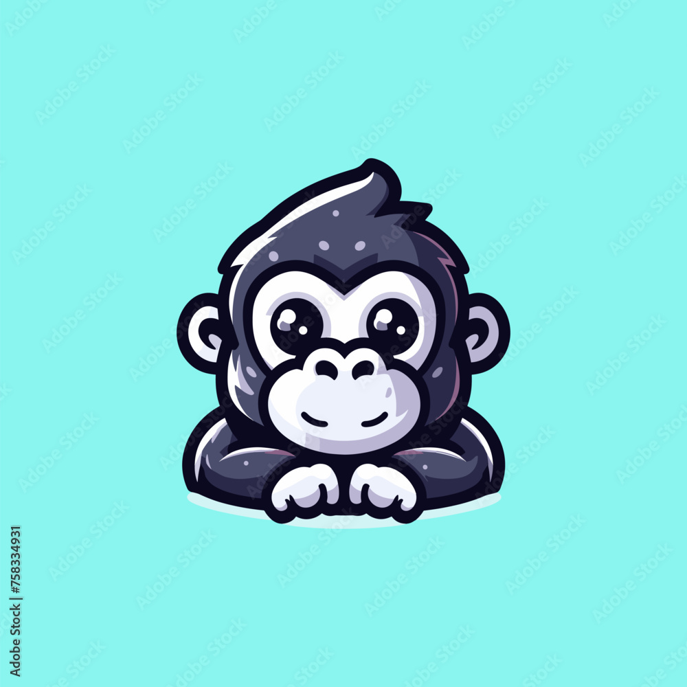 Gorilla Cute Mascot Logo Illustration Chibi Kawaii is awesome logo ...