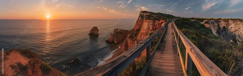 panoramic photo of the most beautiful boardwalk on Cape Cod, with an ...