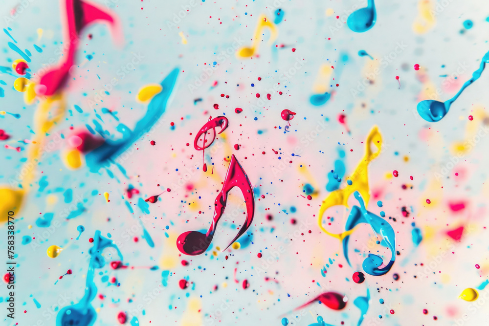 Vibrant musical notes floating in the air, perfect for music-related ...