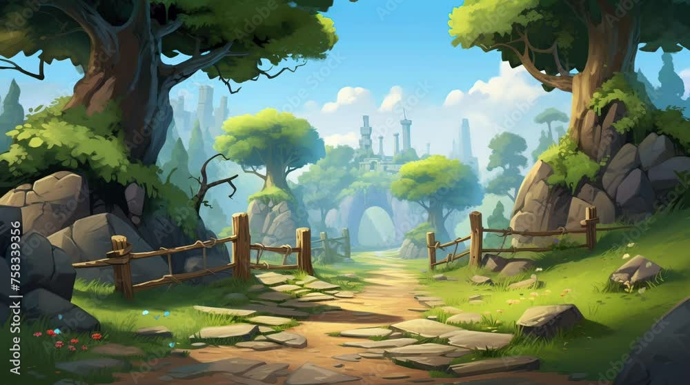 Journey to Majesty: A winding pathway leading to the gates of a ...