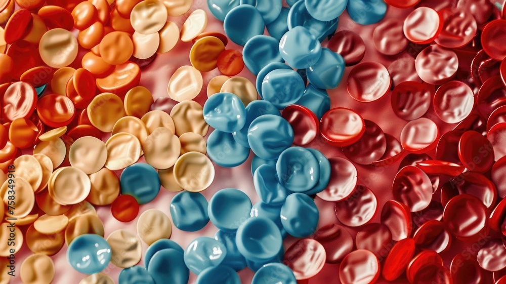 blood smear, showing the diversity of cell types present in human blood ...