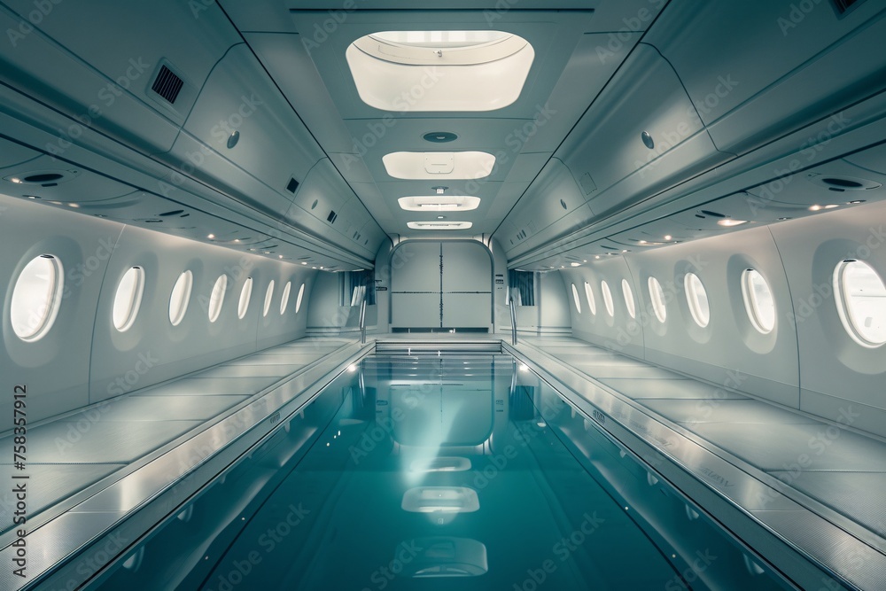 Luxurious detail of an airplane first class amenities which includes a ...