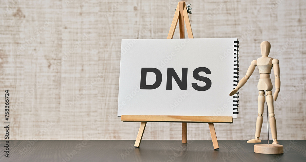 There is notebook with the word DNS. It is an abbreviation for Domain ...