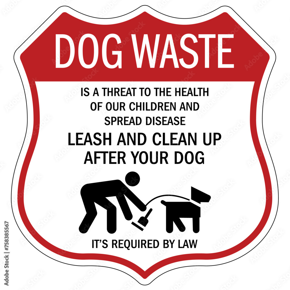 Clean up dog poop sign dog waste is a threat to the health of our ...