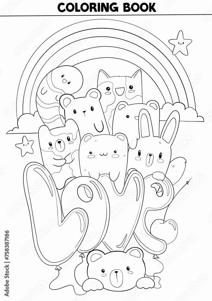 Cute Adult coloring page doodles, sketch coloring book for relaxing ...