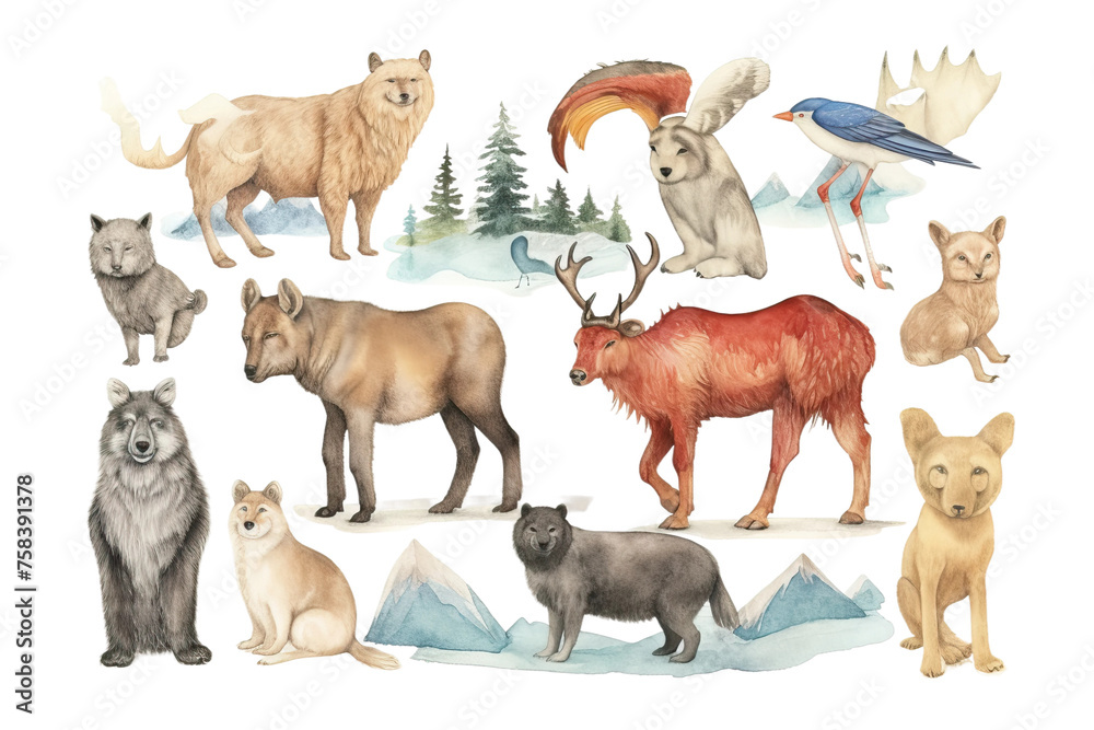 watercolor educational warthog animals woodpecker animals wolf wild ...