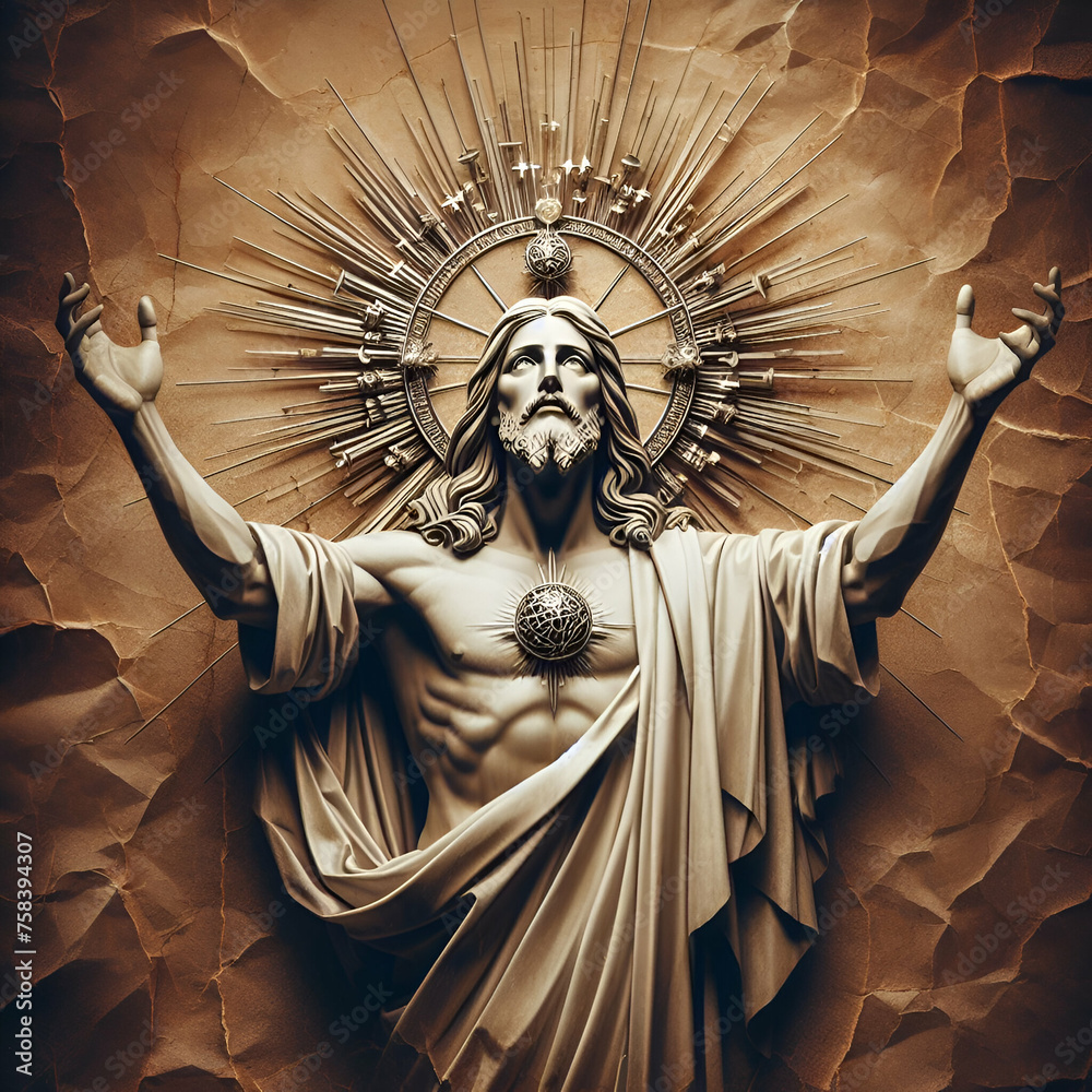 Almighty Jesus Christ & Halo, Savior of Mankind, Redeemer against a ...