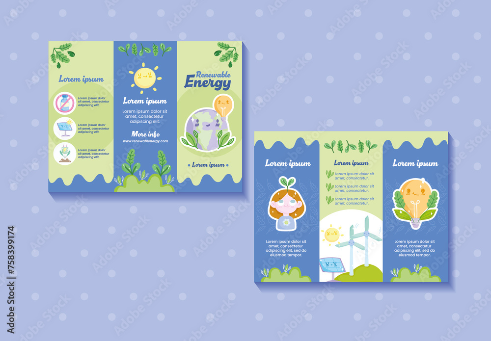 Green and Blue Renewable Energy Brochure Stock Template | Adobe Stock