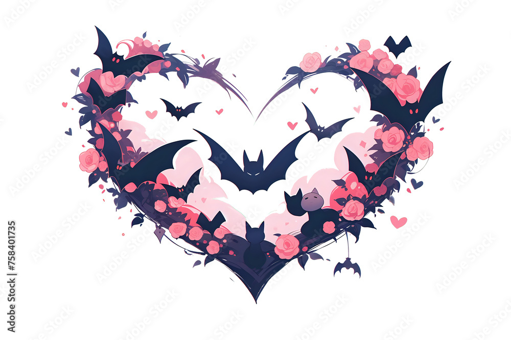 Gothic Valentine Heart with Bats. A gothic-inspired heart with bats and ...