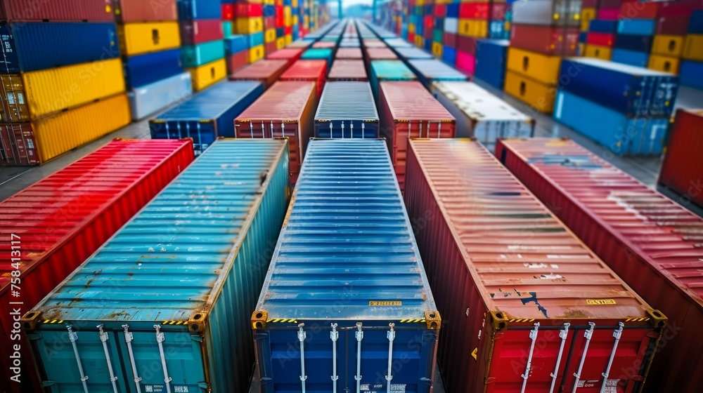 Shipping containers symbolizing global trade supply chains Stock Photo ...