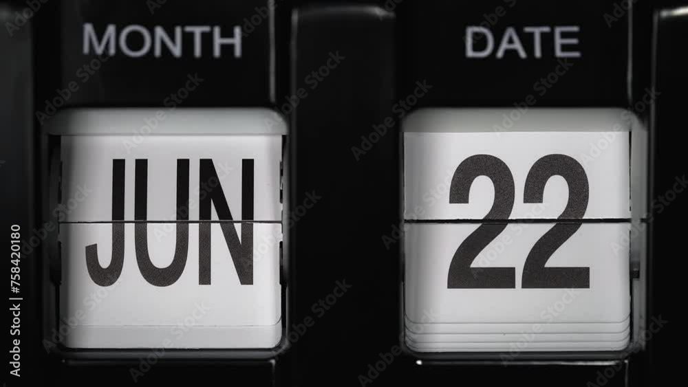 retro flip calendar with a date change from the twenty first of June to ...