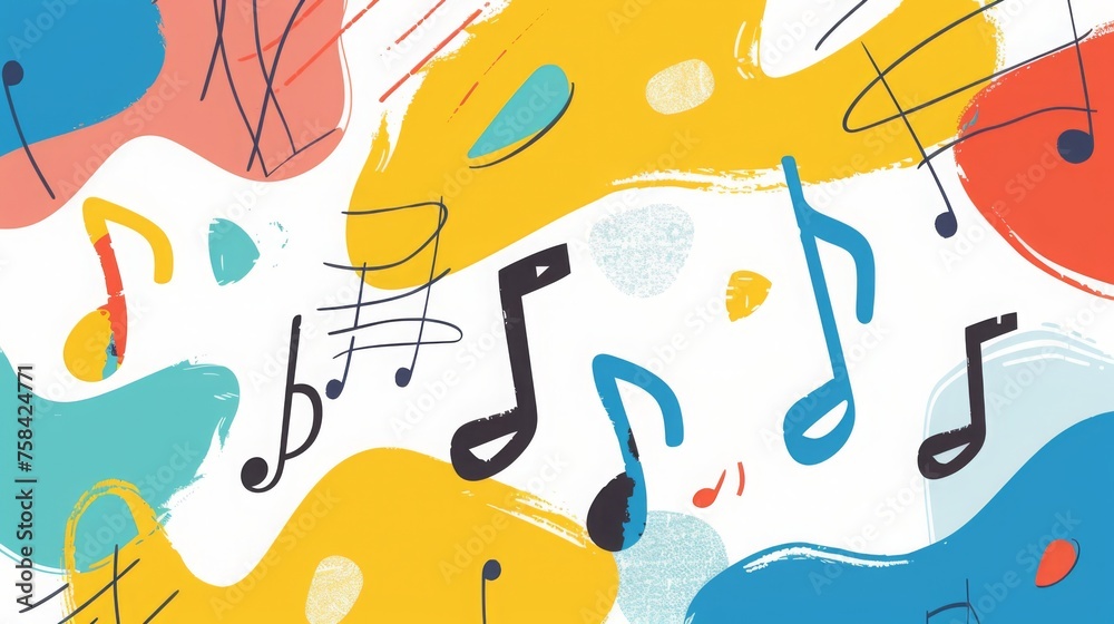 Continuous music line art note vector sketch illustration. Abstract ...